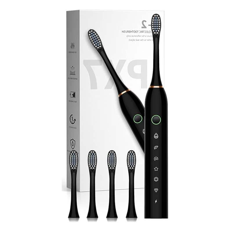 2Pack Black & White Electric Toothbrush with 8 Brush Heads, IPX7 ...
