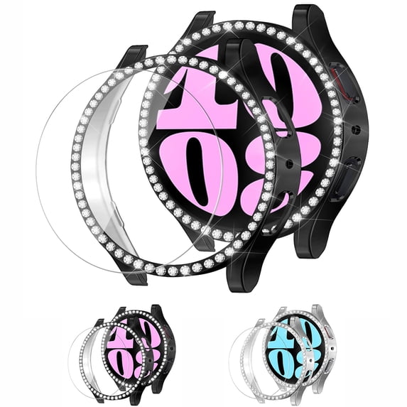 2Pack Bling Diamond Case for Samsung Galaxy Watch 8 Screen Protector ...