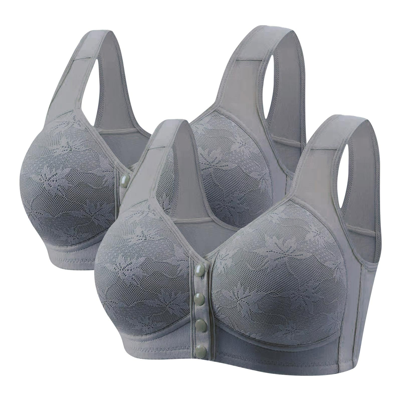 2Pack Bras for Womens Front Button Closure Stretchy Comfy Sport Bra ...
