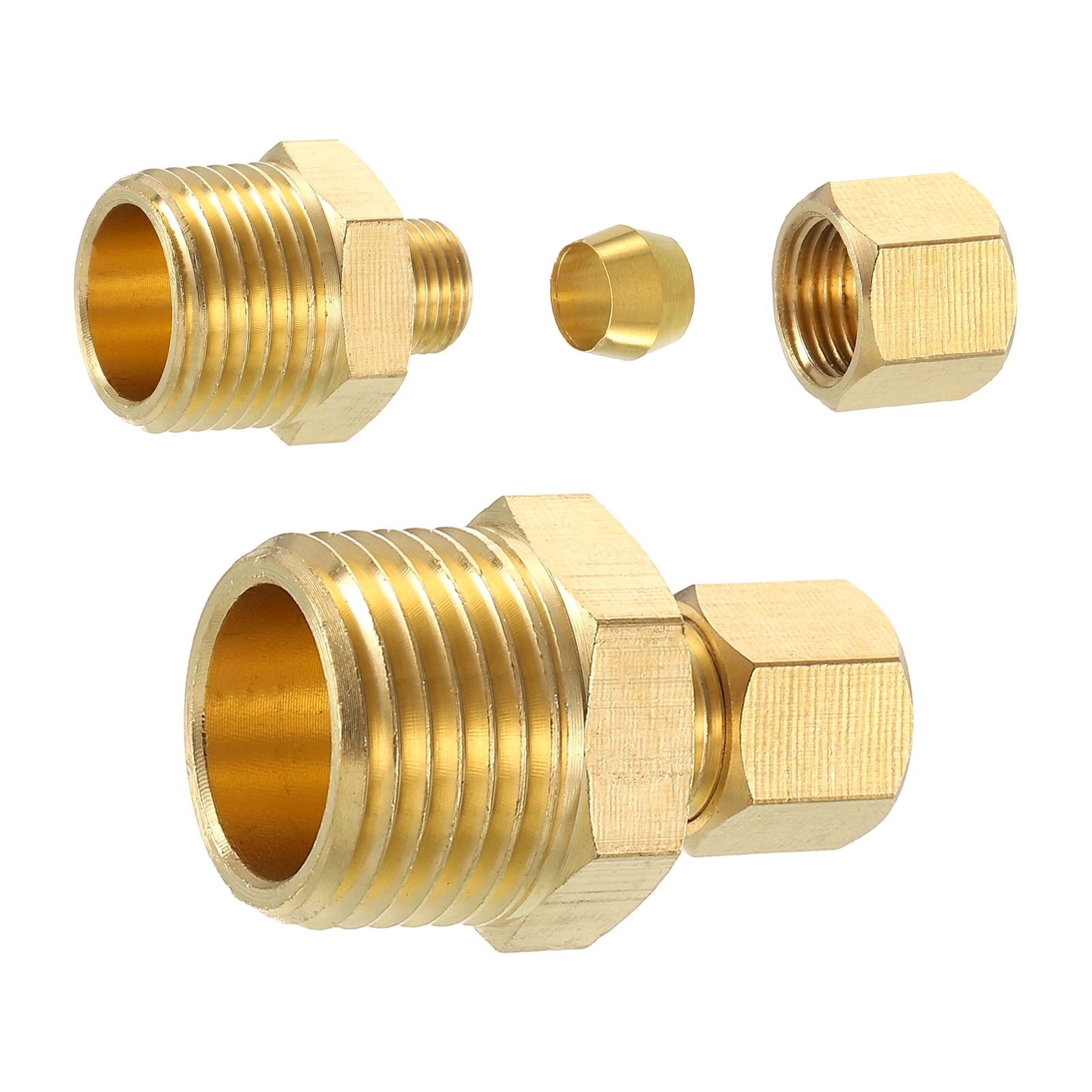 2Pack Brass Pipe Fitting, 1/4" OD x 1/2" NPT Male Brass Compression ...