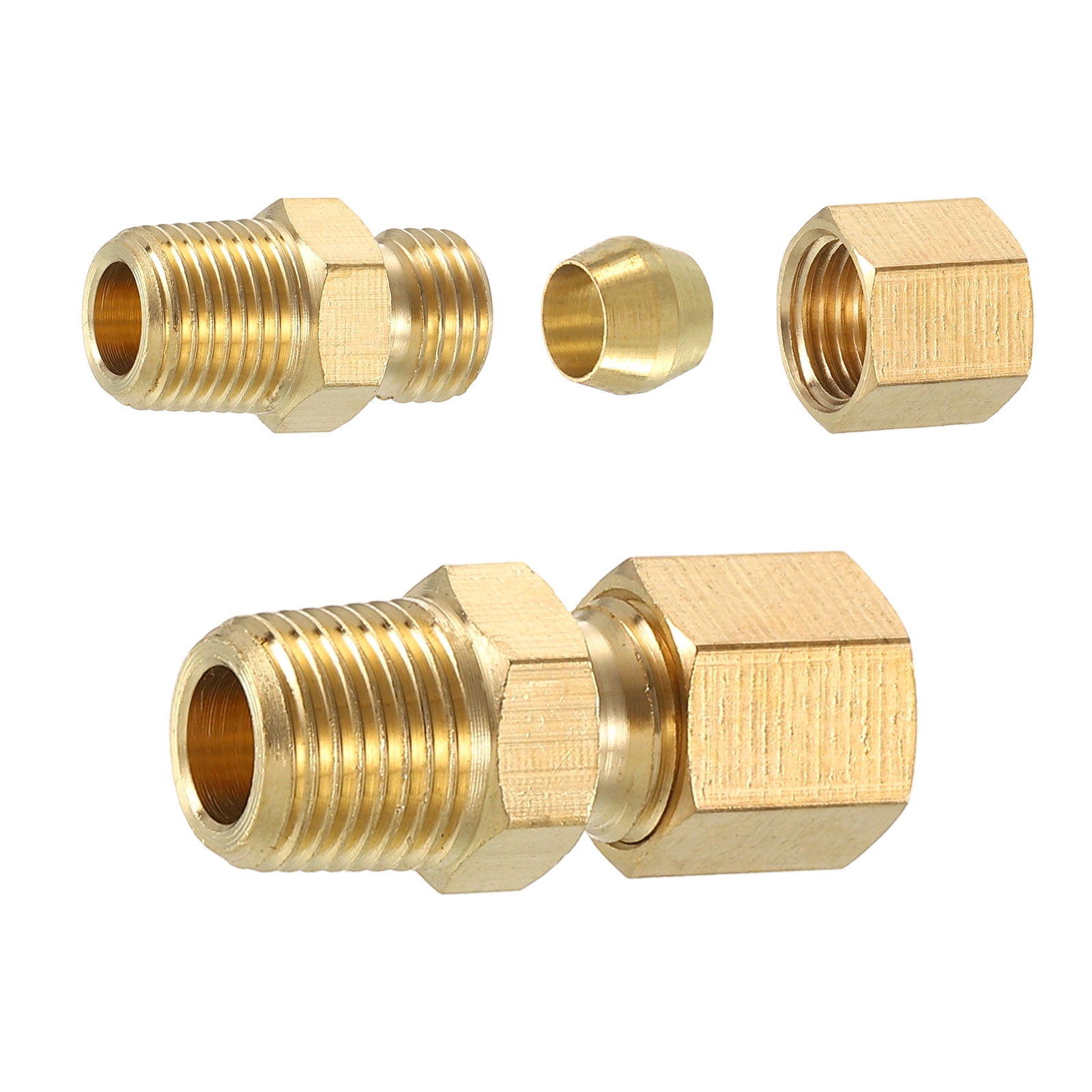 2Pack Brass Pipe Fitting, 3/16" OD x 1/8" NPT Male Brass Compression ...