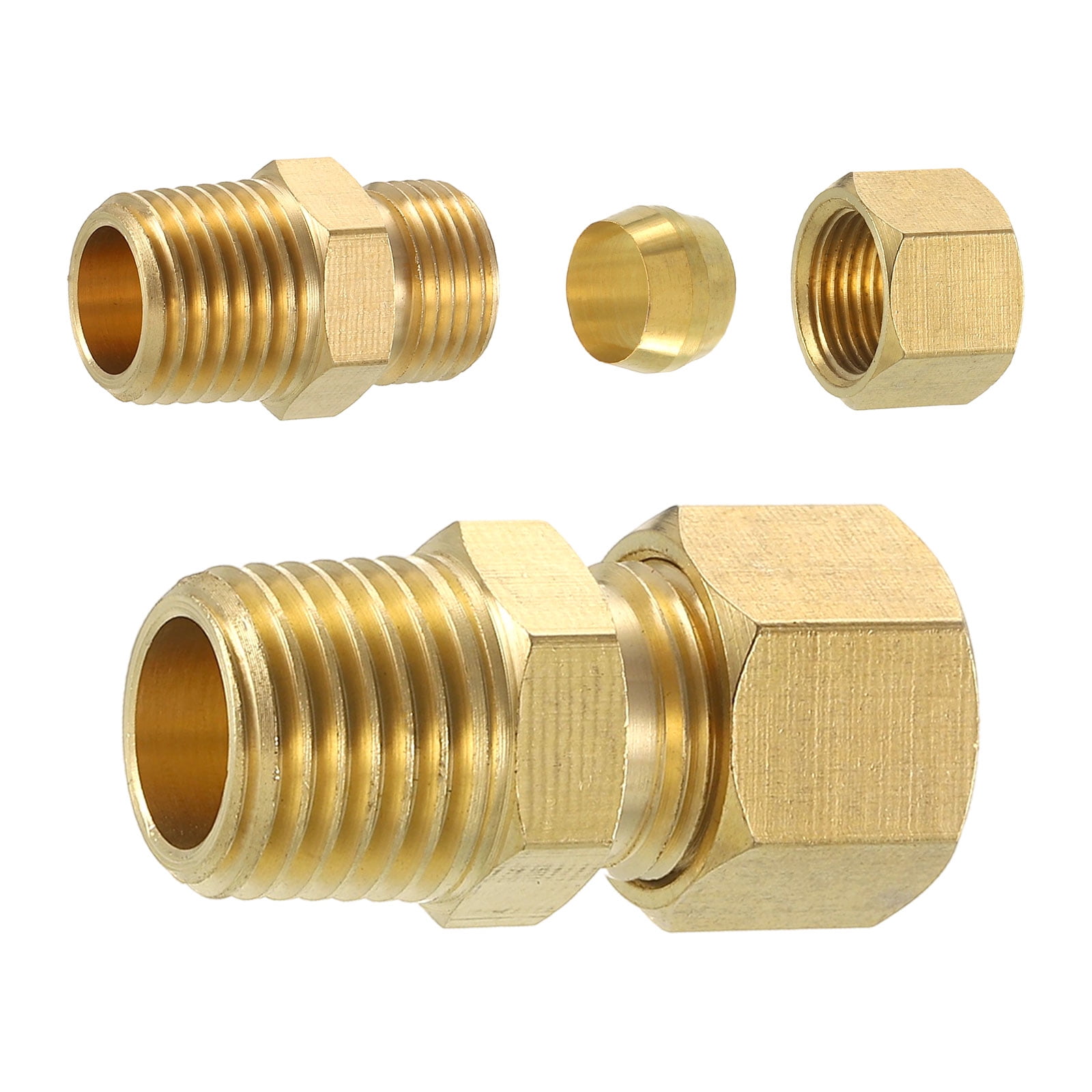 2Pack Brass Pipe Fitting, 5/16" OD x 1/4" NPT Male Brass Compression Tube Fitting, Brass ...