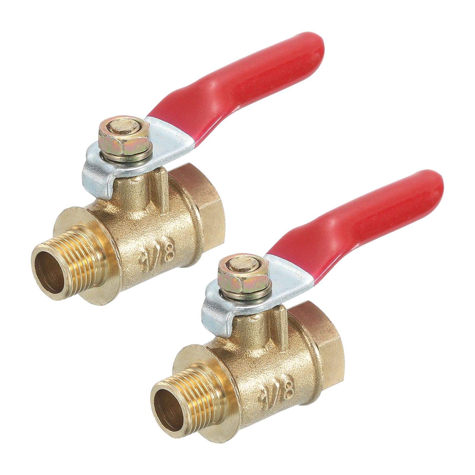 2Pack Brass Water Mini Ball Valve Shut Off Switch, G1/8" Male x G1/8 ...