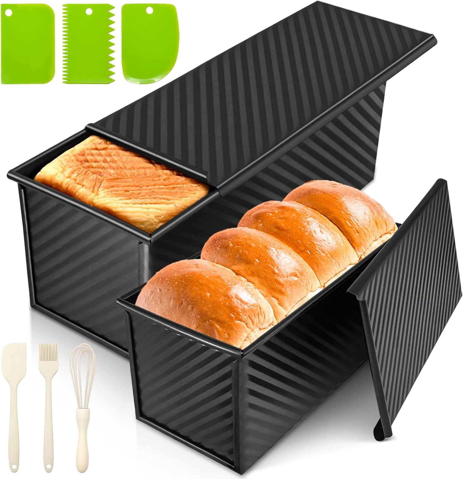 2Pack Bread Pan with - 2.2 LB & 1 LB Dough Capacity, Non- Bread Pans ...