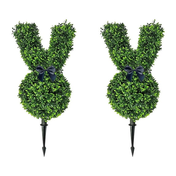 2Pack Bunny Topiary, Green Artificial Rabbit-Shaped Topiary Tree with ...