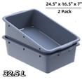 2Pack Bus/Utility Box,8.6 Gallon, Gray, Plastic, Restaurant Wash Basin ...