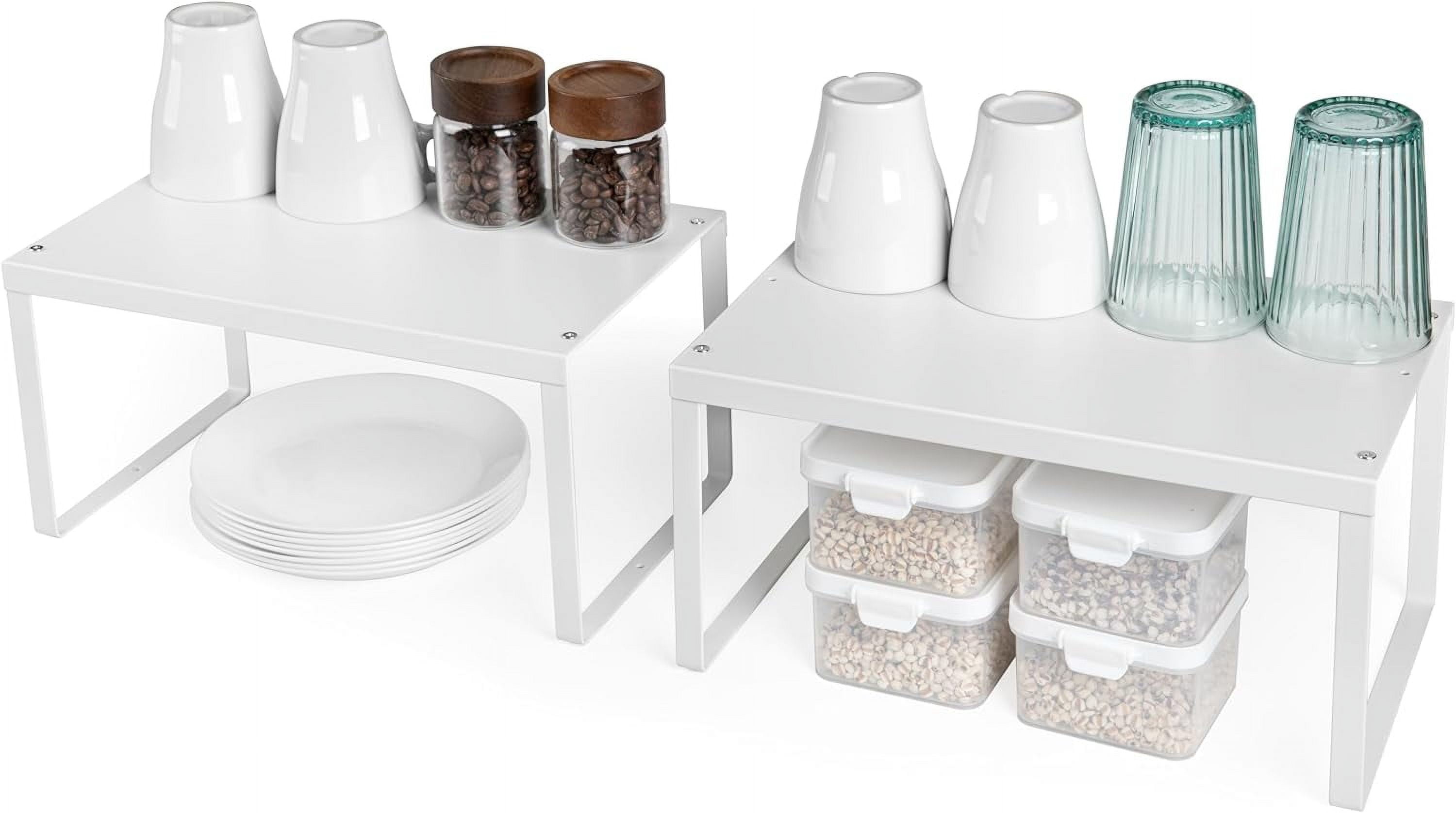 2Pack Cabinet Shelf Expandable Stackable Organizer Riser for Kitchen ...