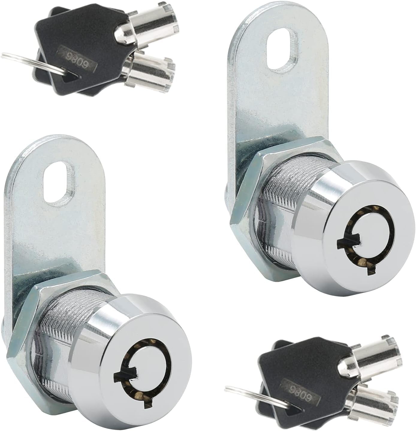 2Pack Cam Lock Pick 7/8 Inch Tubular Cam Locks Keyed Alike with Chrome Finish for Vending ...