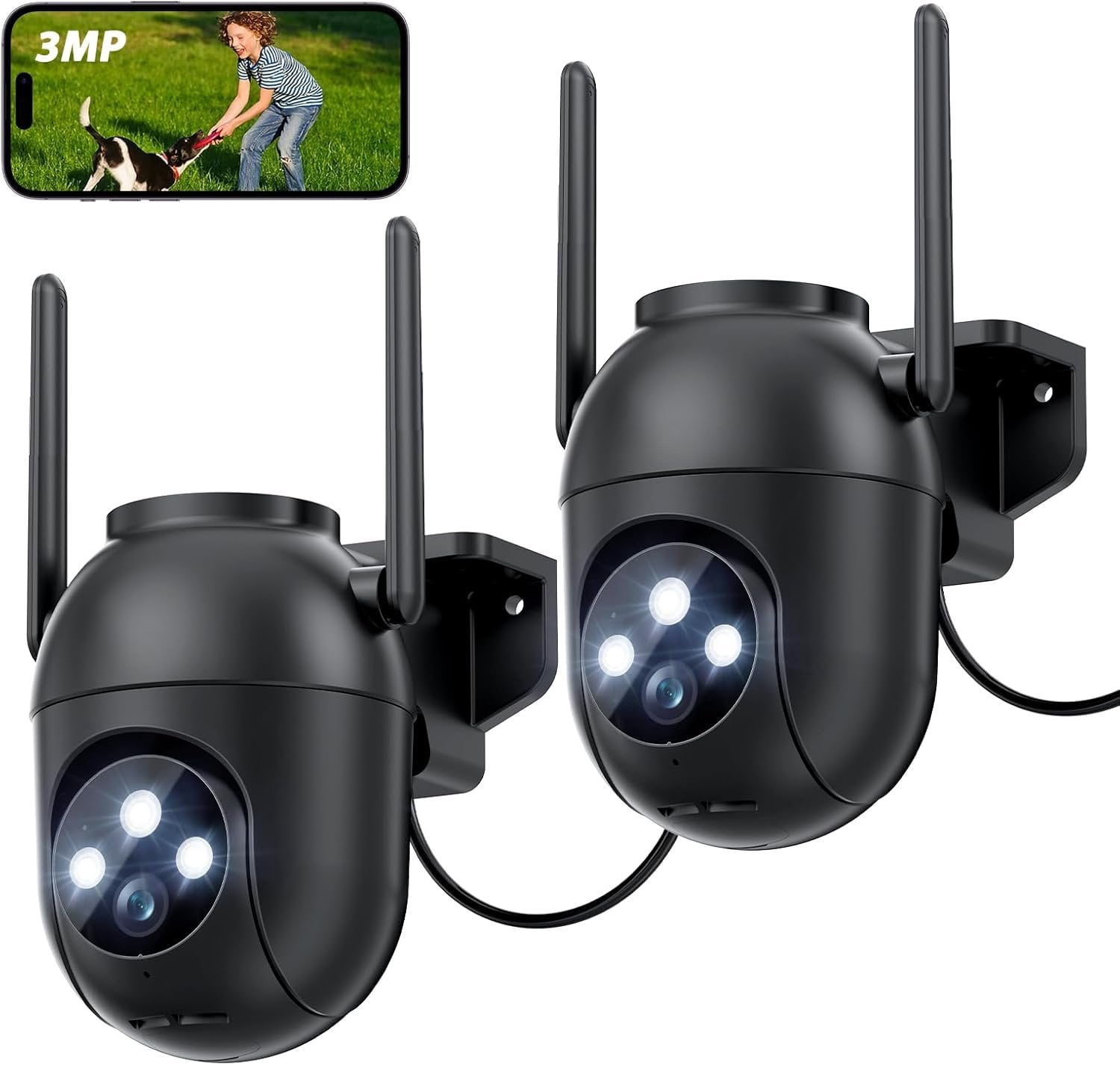 2Pack Camera Outdoor Wired: 3MP Camera for Outside 2.4G/5G WiFi Homekit ...