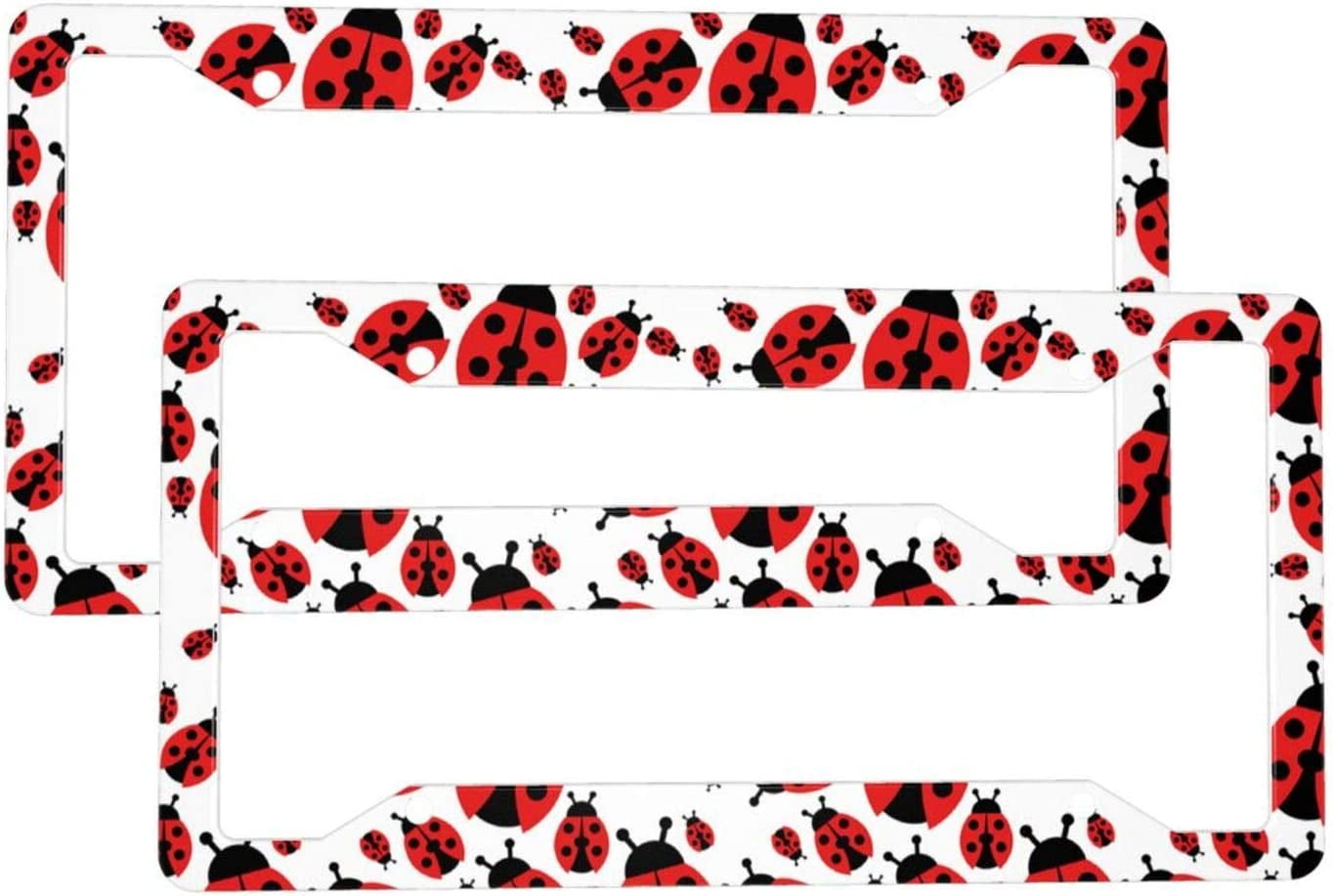 2Pack Car License Plate Frames,Cartoon Red Ladybug Car Accessories with ...