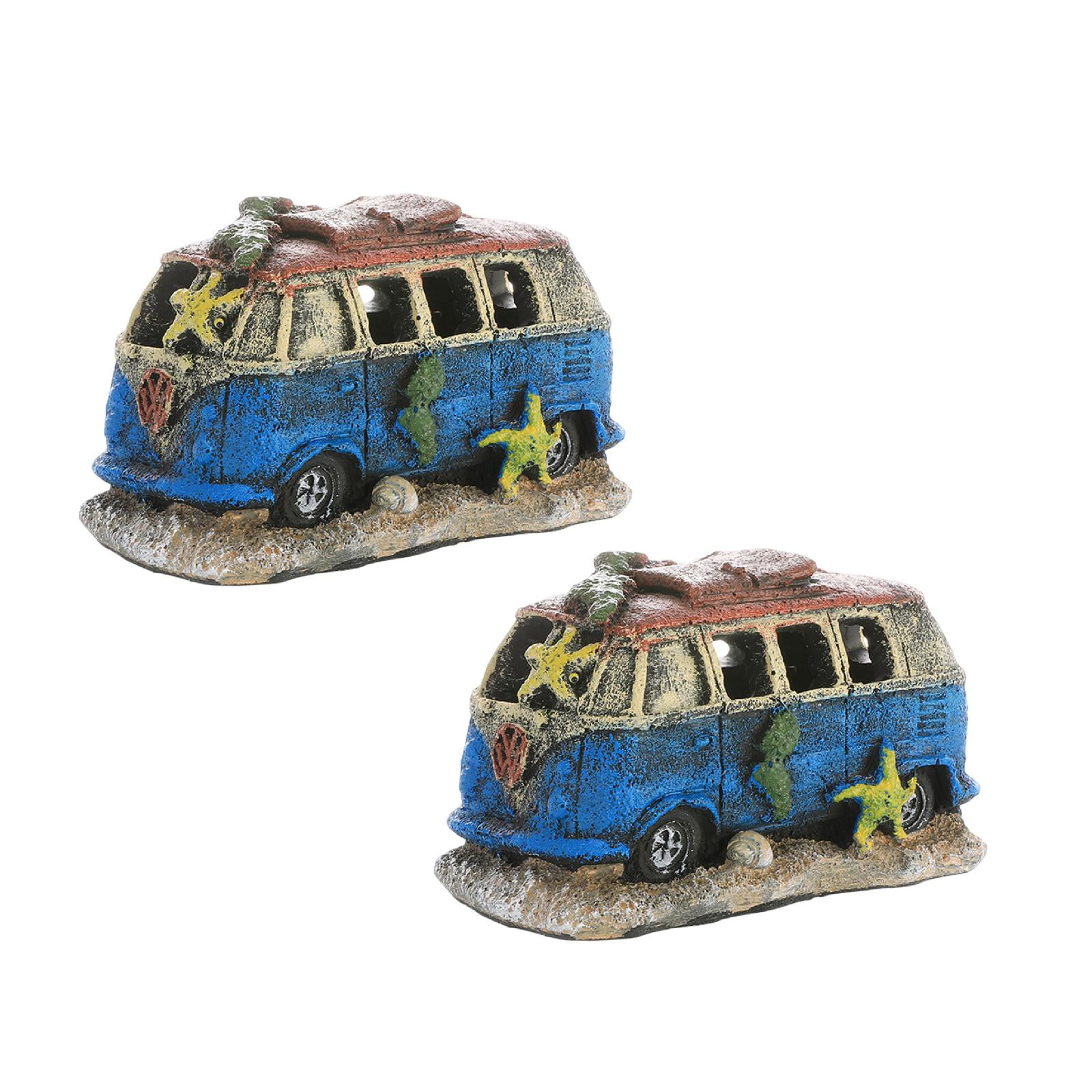 2Pack Car Wreck Aquarium Decorative Resin Ornaments For Rest And Play ...