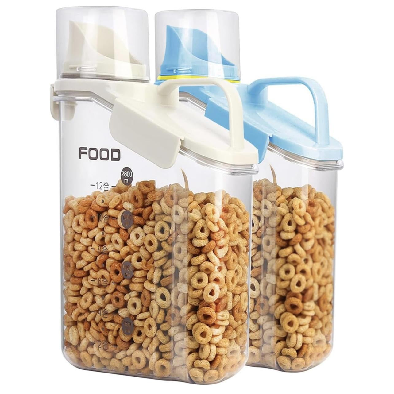 2Pack Cereal Containers Storage,2.8L Airtight Large Dry Food Storage ...