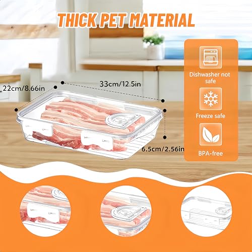 2Pack Cheese Container for Fridge, Bacon Keeper Container,Deli Meat ...