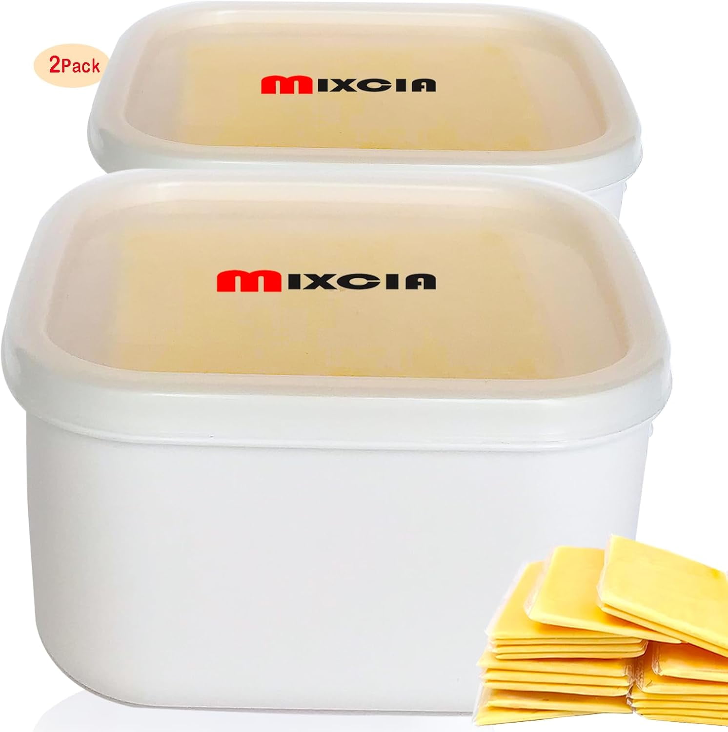2Pack Cheese Storage Container for Fridge, Sliced Cheese Holder with ...
