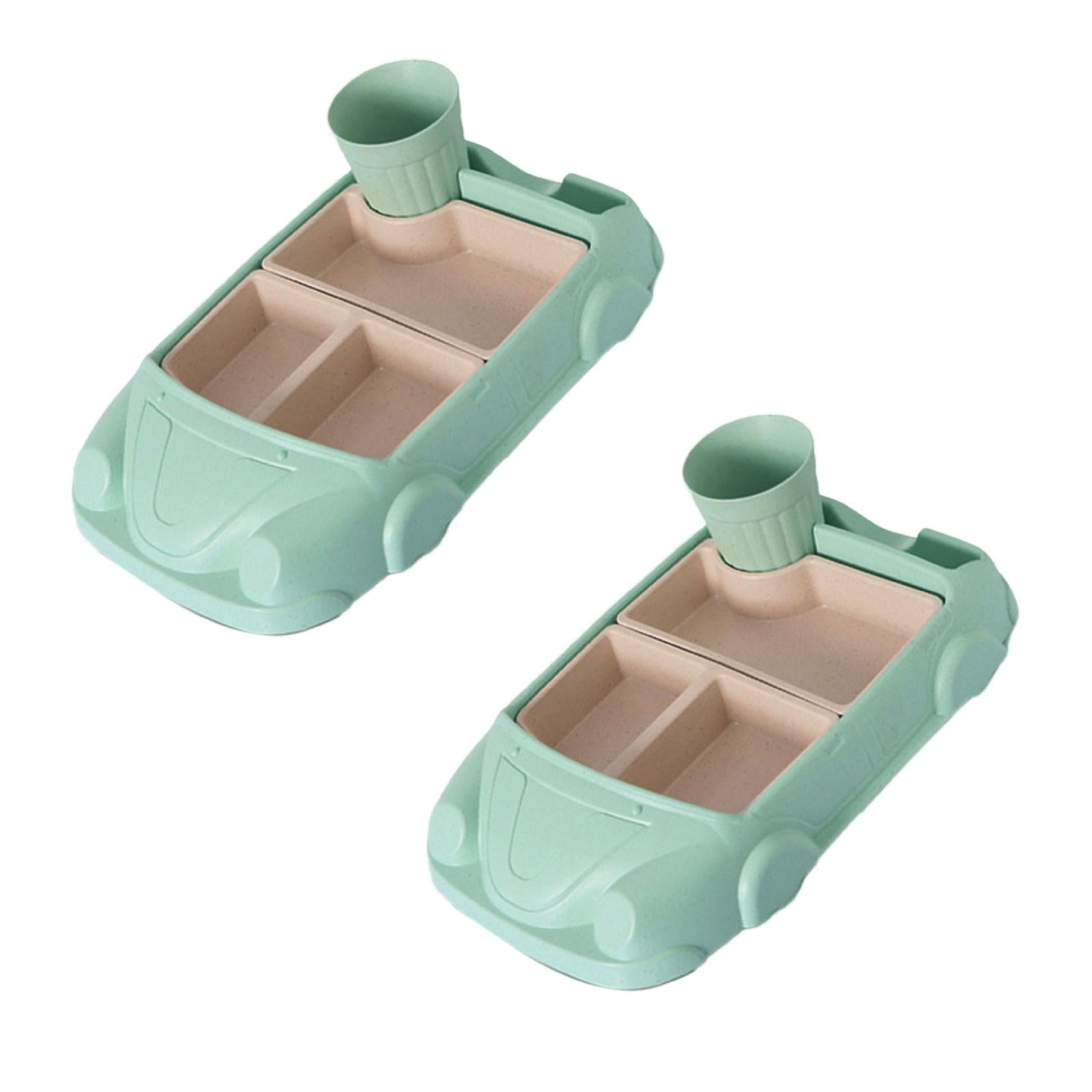 2Pack Children'S Food-Grade Cartoon-Shaped Baby Food Plate Car Shaped ...