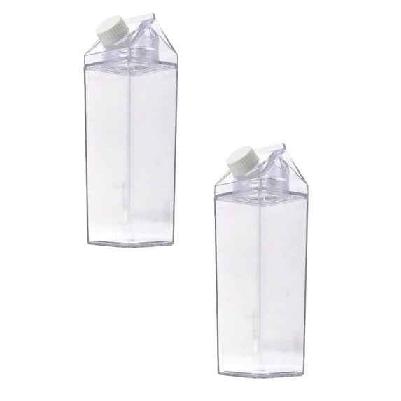 2Pack Clear Milk Carton Portable Milk Water Bottles Plastic Milk Box ...