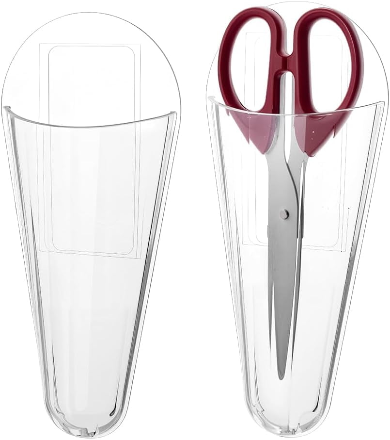 2Pack Clear Plastic Scissor Holder Wall Mounted Transparent Adhesive ...