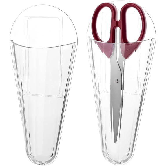 2Pack Clear Plastic Scissor Holder Wall Mounted Transparent Adhesive ...
