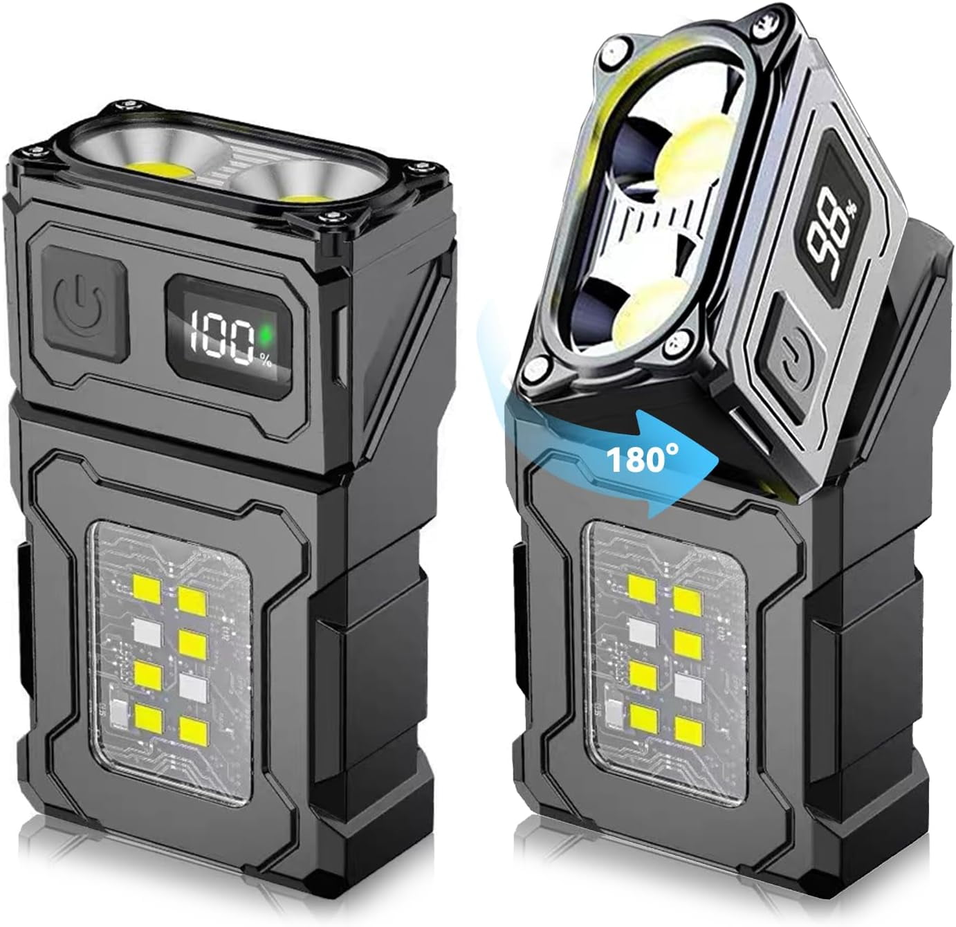 2Pack Clip Flashlight - High Lumens Hat Clip Flashlights with Base,-C ...