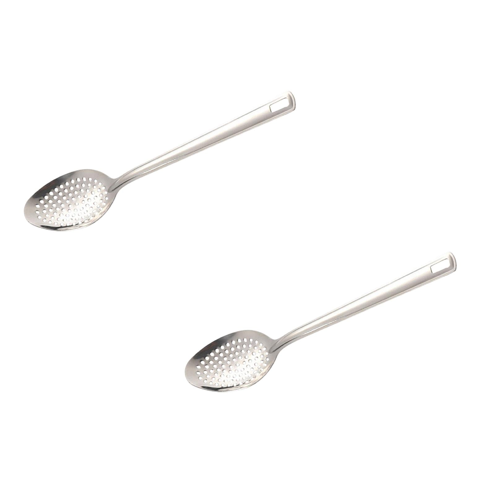 2Pack Cooking Spoon Set Stainless Steel Large Serving Spoons Solid ...