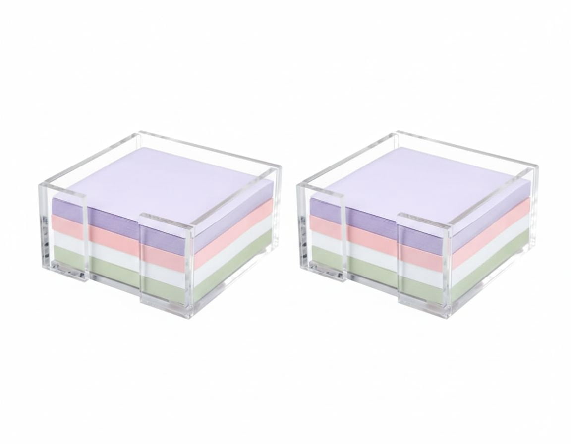2Pack Crystal Clear Acrylic Sticky Note Holder – 3x3 Notepad Dispenser ...