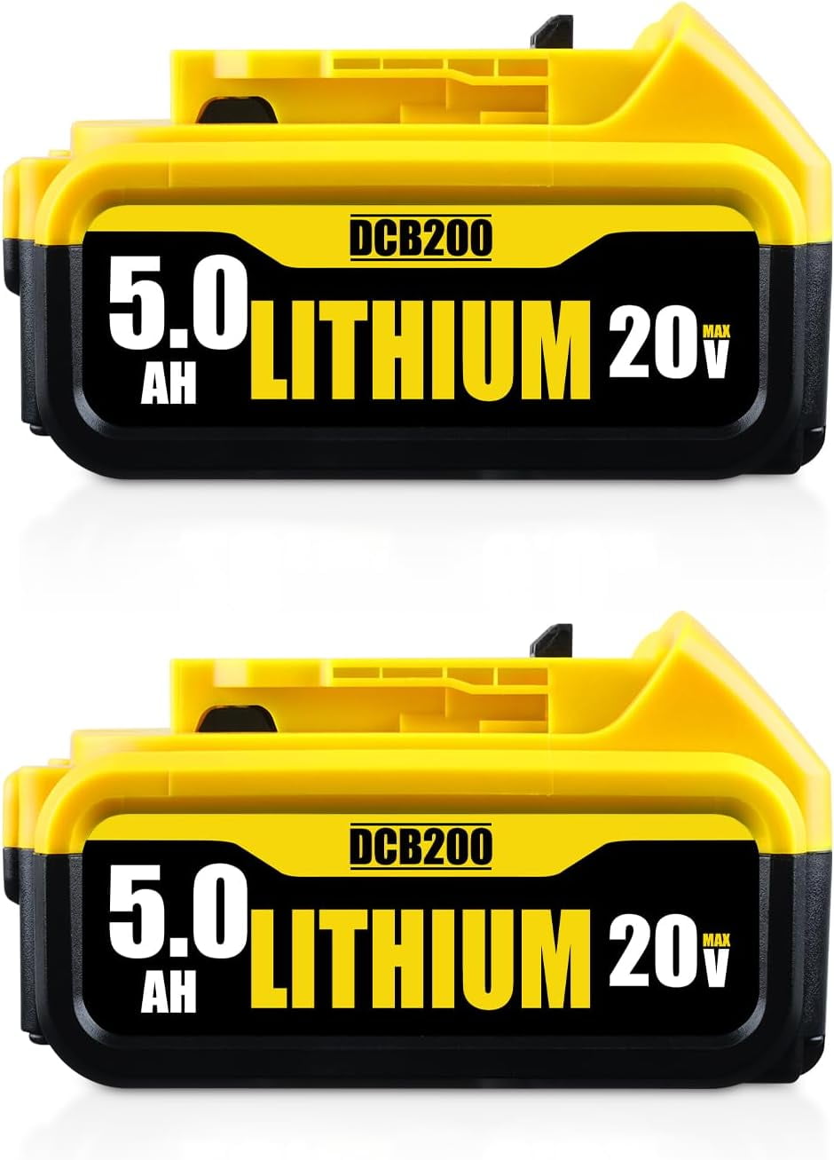 2Pack DCB200 5.0Ah Replacement for Dewalt 20V Max Battery Compatible ...