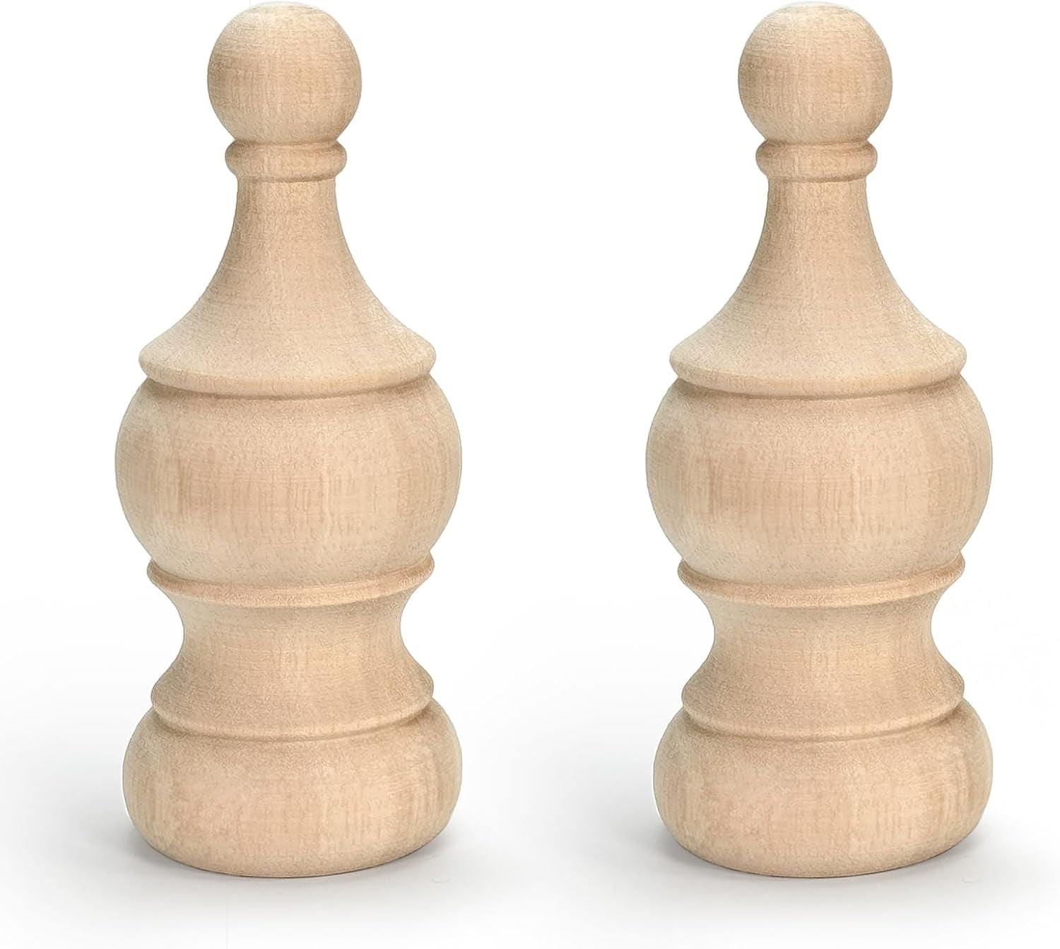 2Pack Decorative Unfinished Wood Finials 5.9" Tall x 2.4" Wide for Bed ...