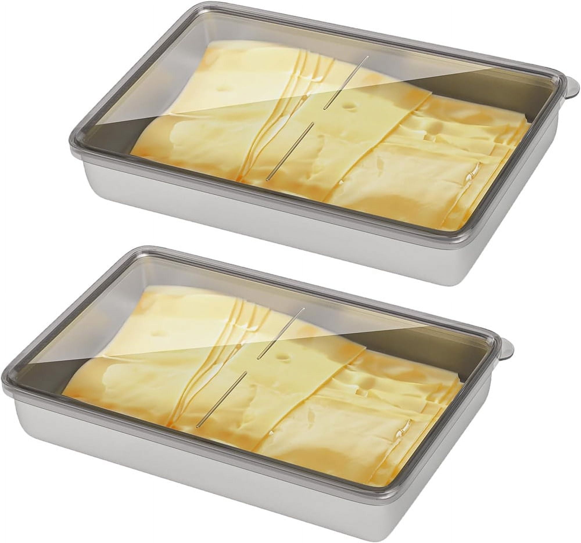 2Pack Deli Containers for Fridge,Stainless Steel Cheese Container,Deli ...