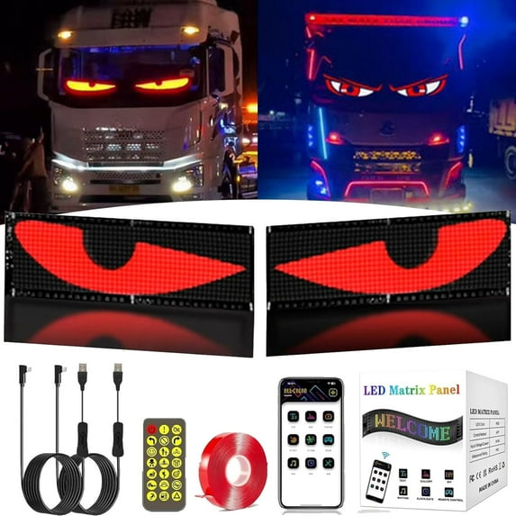 2Pack Devil Eyes Light for Cars Windshield, Flexible LED Screen for ...