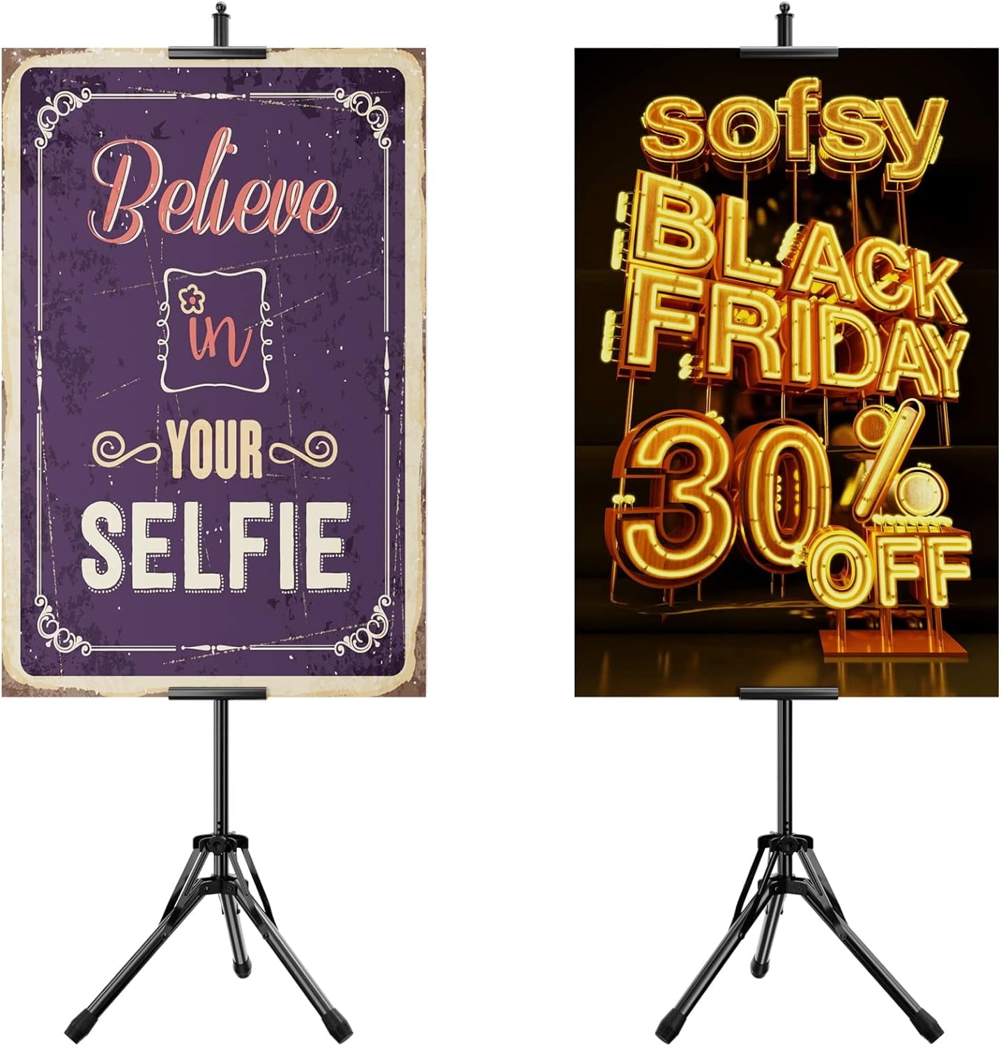 2Pack Double-Sided Sign Holder,Advertising Display Tripod Poster Stand ...