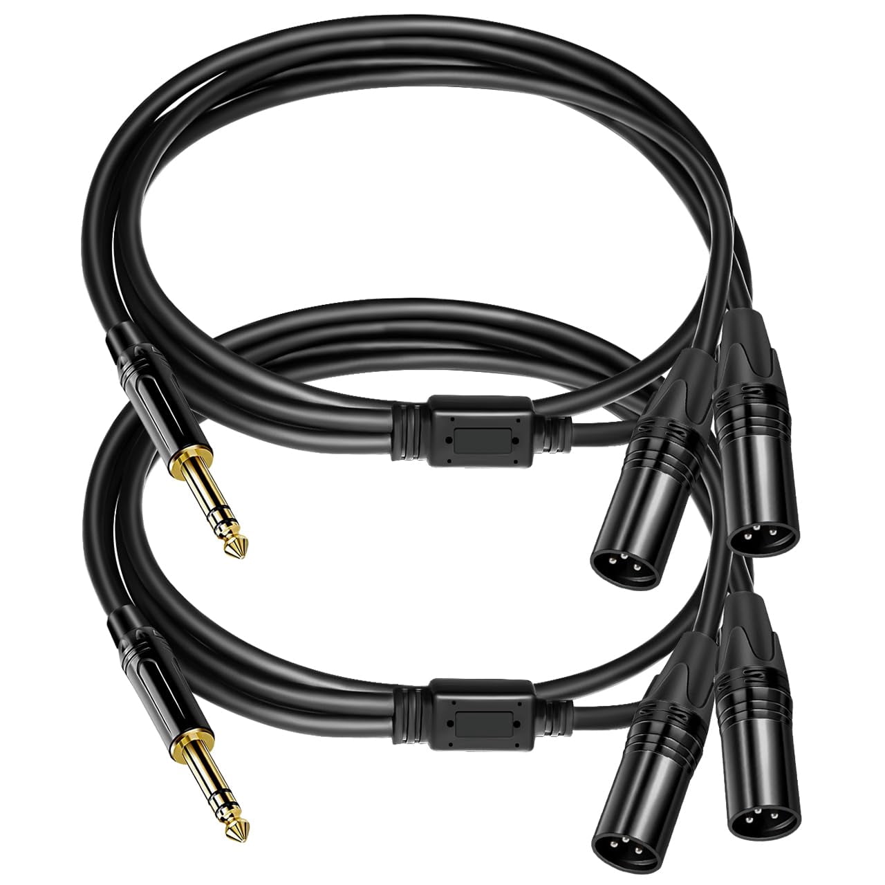 2Pack Dual XLR to 1/4 TRS, 6.35mm TRS to XLR Male Cable Microphone ...