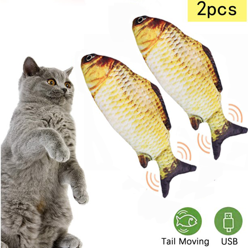 2Pack Electric Moving Fish Cat Toy, Realistic Plush Simulation Electric ...