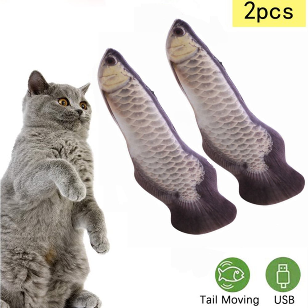 2Pack Electric Moving Fish Cat Toy, Realistic Plush Simulation Electric ...