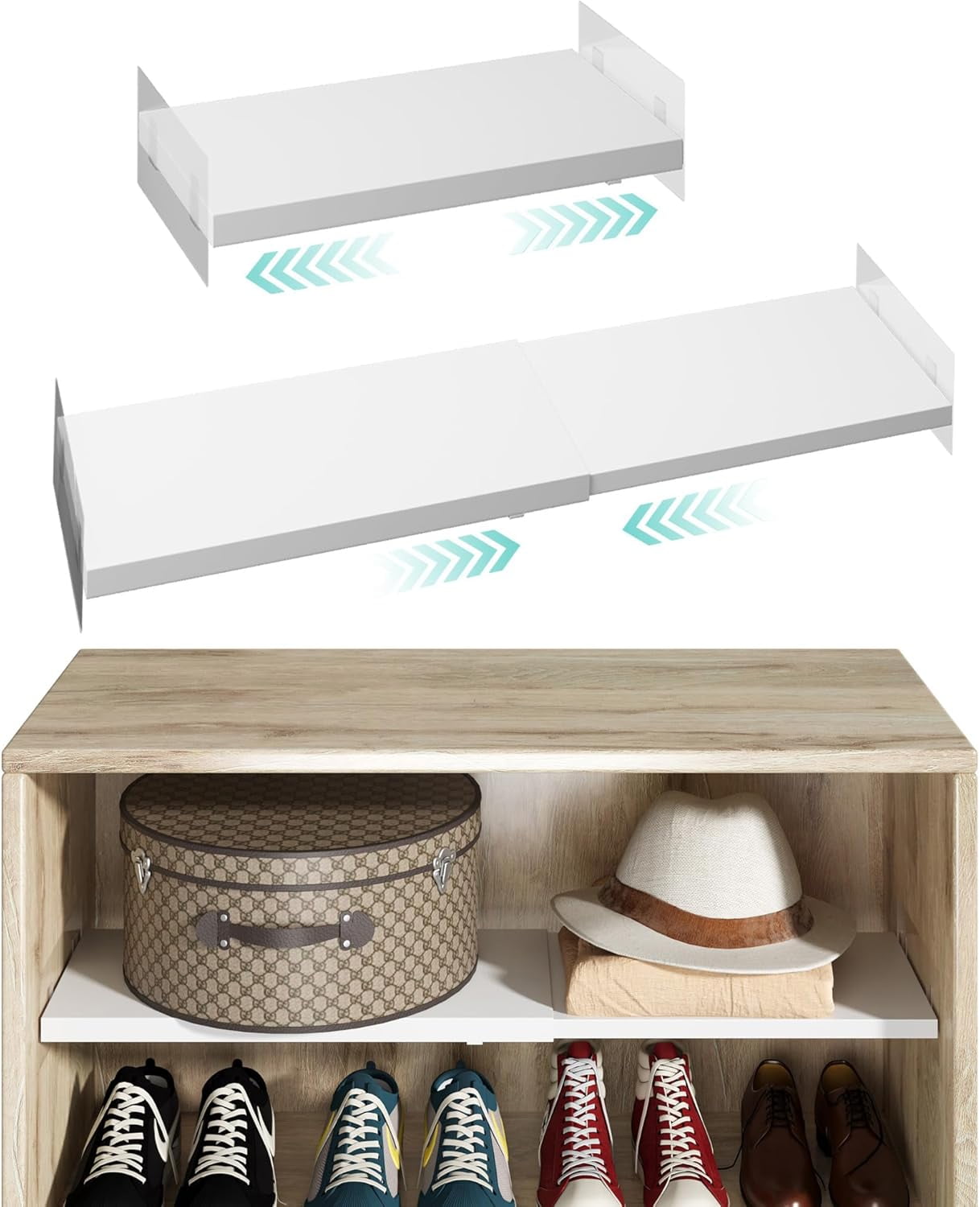 2Pack Expandable Closet Tension Shelves Organizers, Heavy-Duty Metal ...