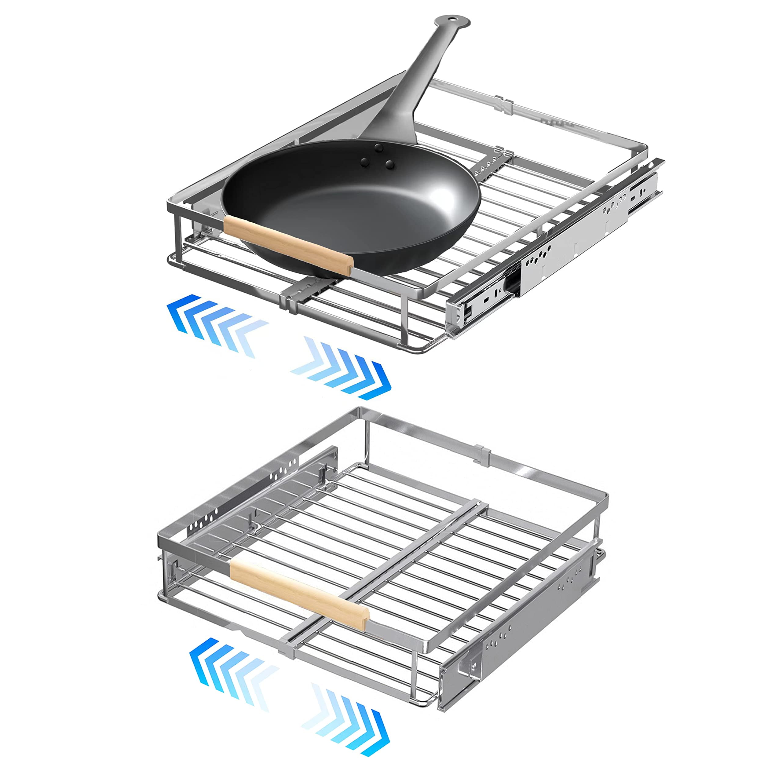 2Pack Expandable Pull Out Cabinet Organizer,11.8~18"W x 17"D Heavy Duty ...