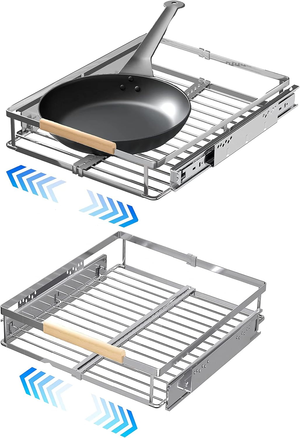 2Pack Expandable Pull Out Cabinet Organizer,11.8~18"W x 17"D Heavy Duty ...