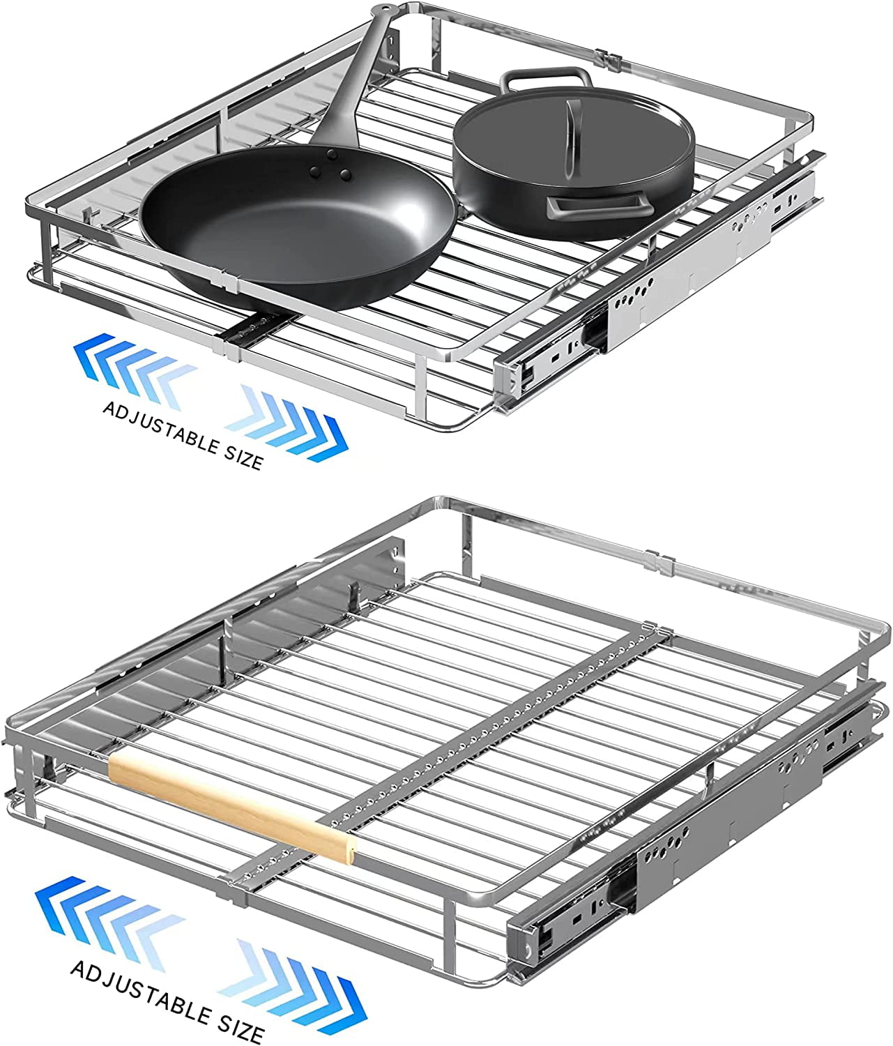 2Pack Expandable Pull Out Cabinet Organizer,12.2~17.9"W x 22.5"D Heavy ...