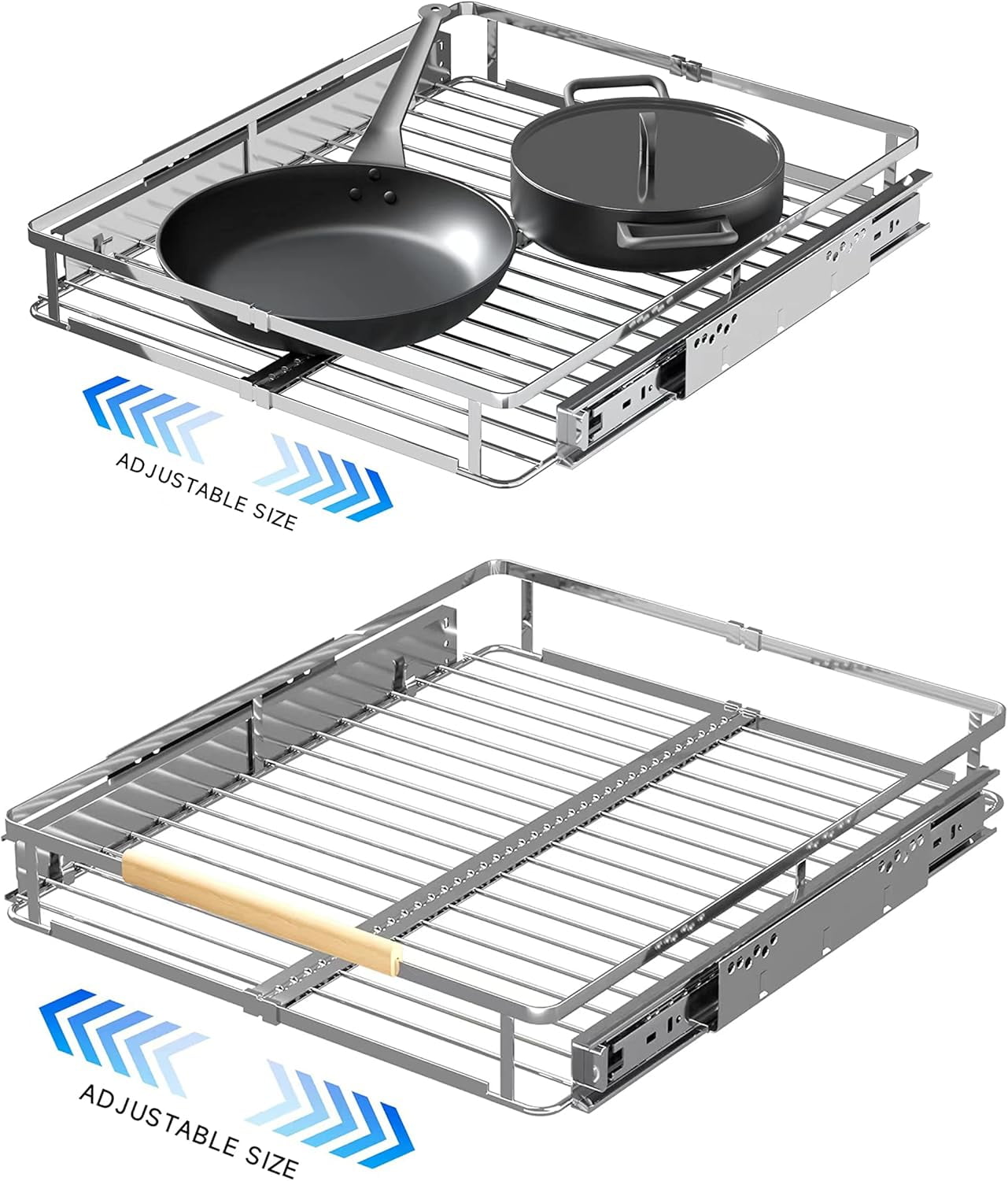 2Pack Expandable Pull Out Cabinet Organizer 23~39.8"W x 22.5"D Heavy ...