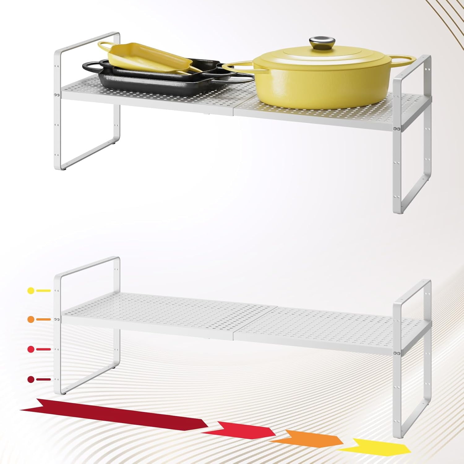 2Pack Expandable Shelf Organizer 10.2" Wide,Easy to Assemble Cabinet ...