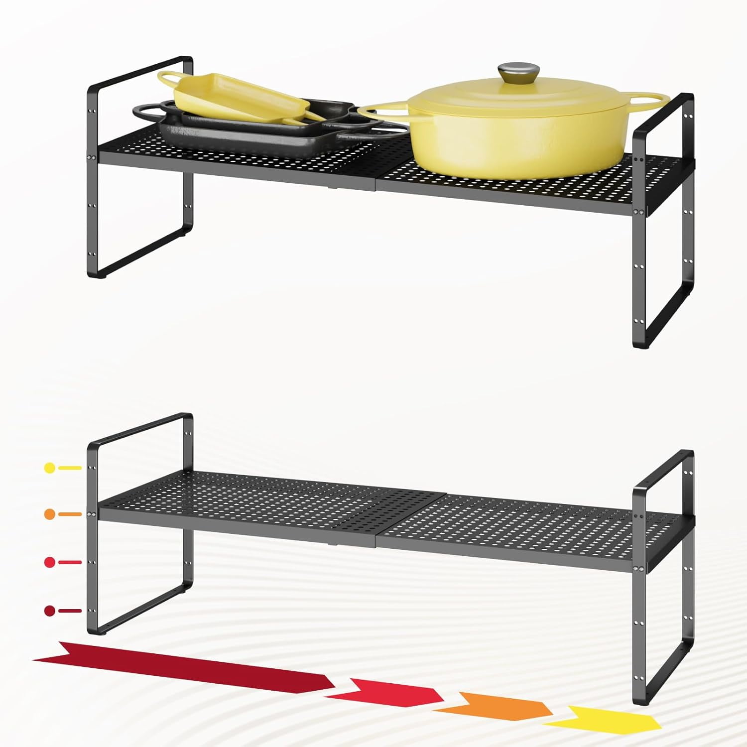 2Pack Expandable Shelf Organizer 8.1" Wide, Easy to Assemble Cabinet ...