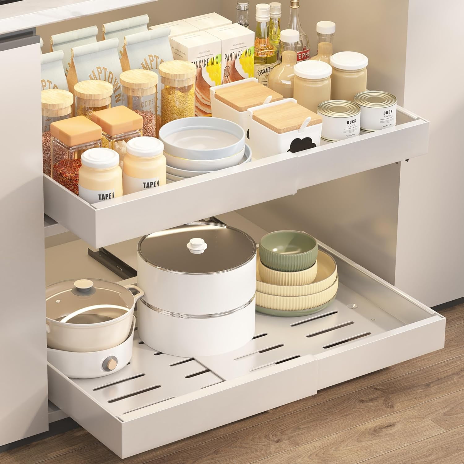 2Pack Expandable pull out cabinet organizer 21 Inch Deep,Slide Out ...