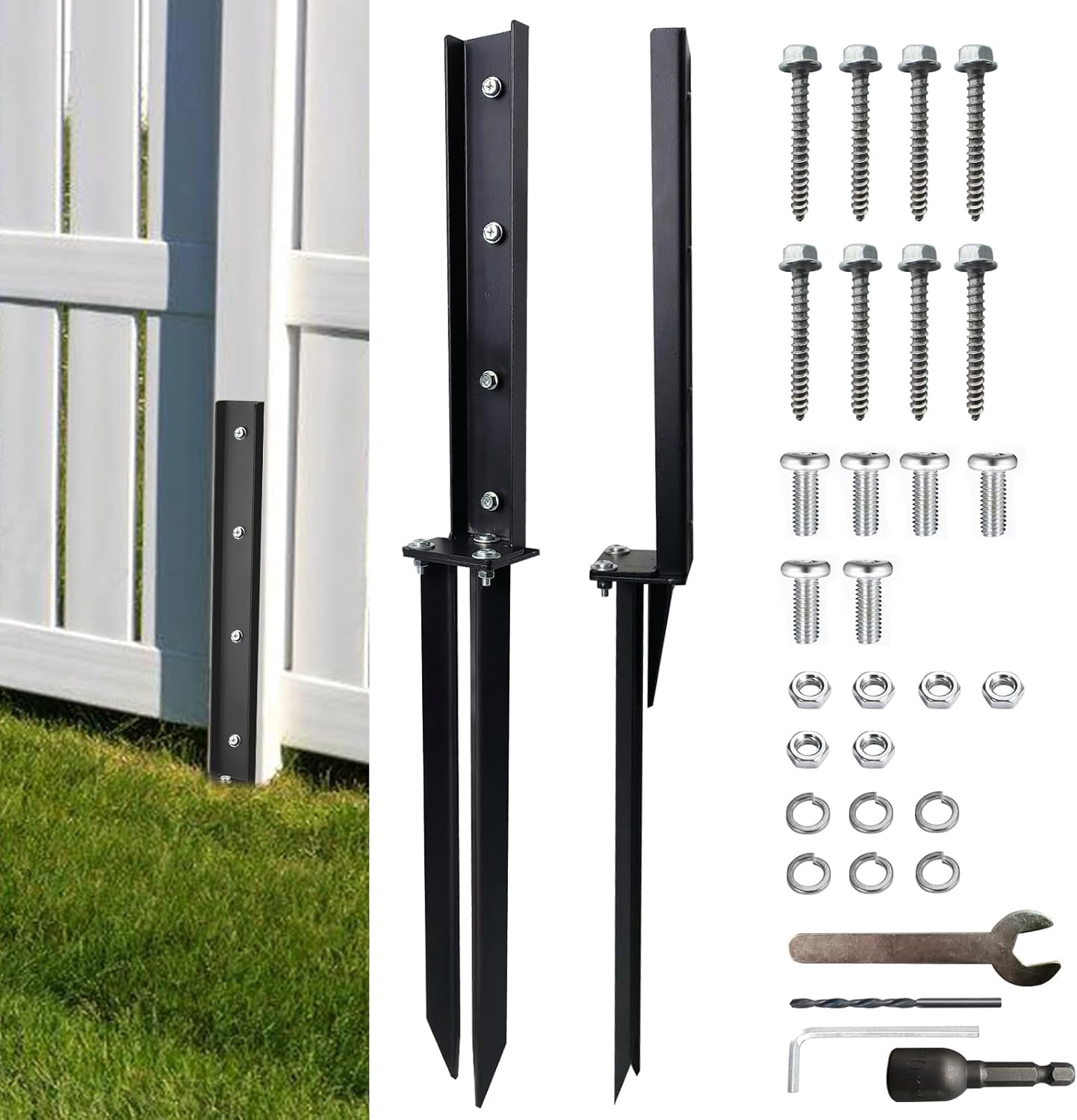 2Pack Fence Post Repair Kit, Fence Post Anchor Ground Spike Metal for ...
