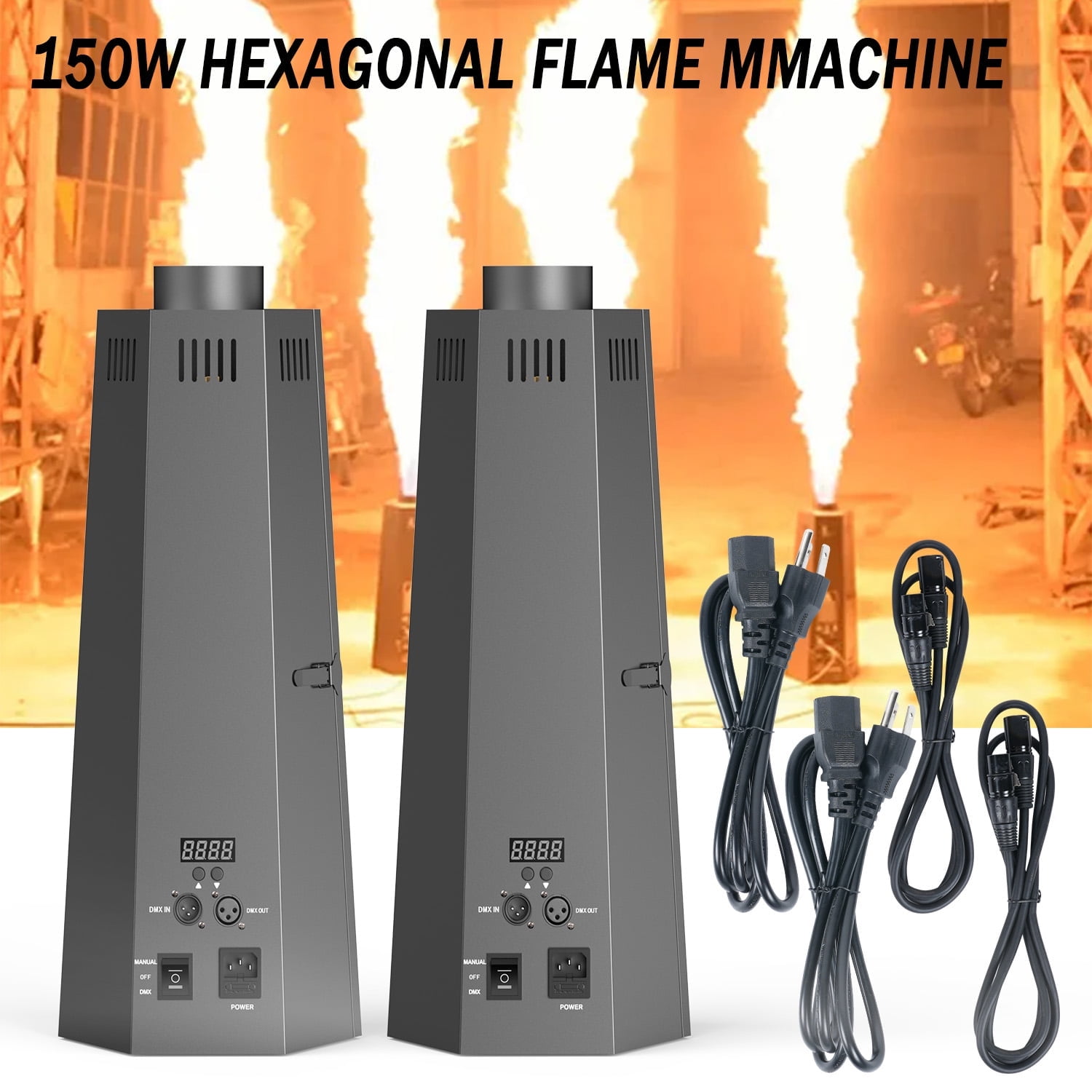 2Pack Hexagonal Spitfire Flame Machine, DMX512 Controlled Stage Effect ...