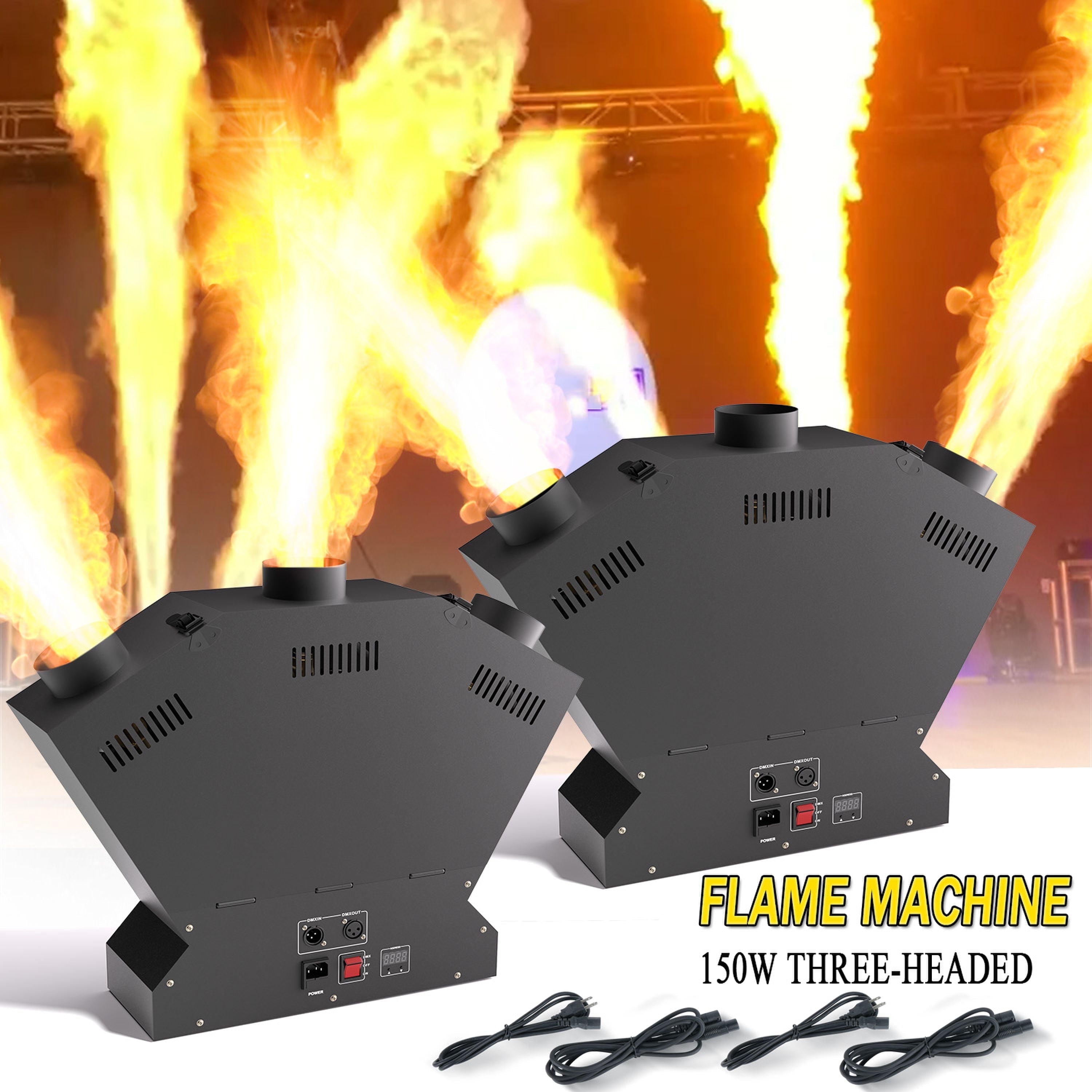 2Pack Fire Machine, Triple-Head Flame Thrower, DMX512 Stage Effect for ...