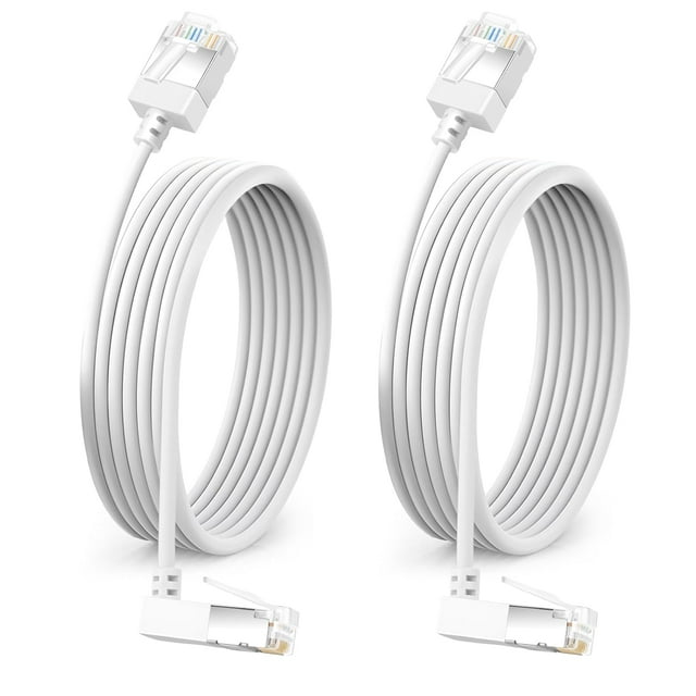 2Pack Flexible Cat 6A Ethernet Cable 270° Up Angled 1.6 Ft, 10Gbps High ...