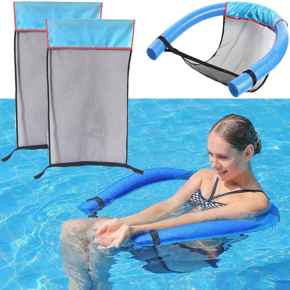 2Pack Floating Pool Noodle Mesh Chair,Sling Mesh Swimming Pool Chairs for Kids and Adult,Noodle ...