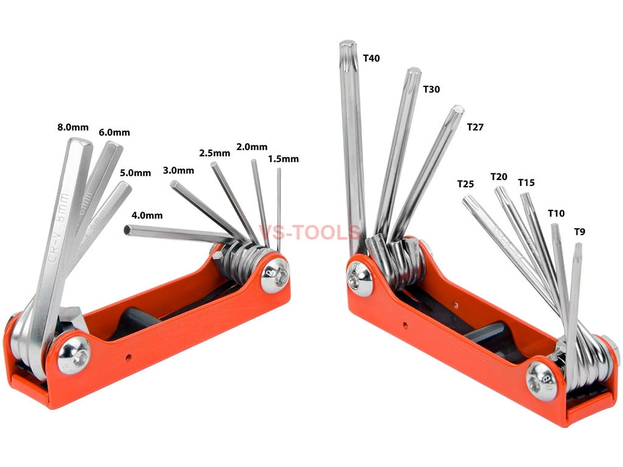 2Pack Folding Torx 6Point Star T9-T40 Metric Hex Key Allen Set 1.5-8mm ...