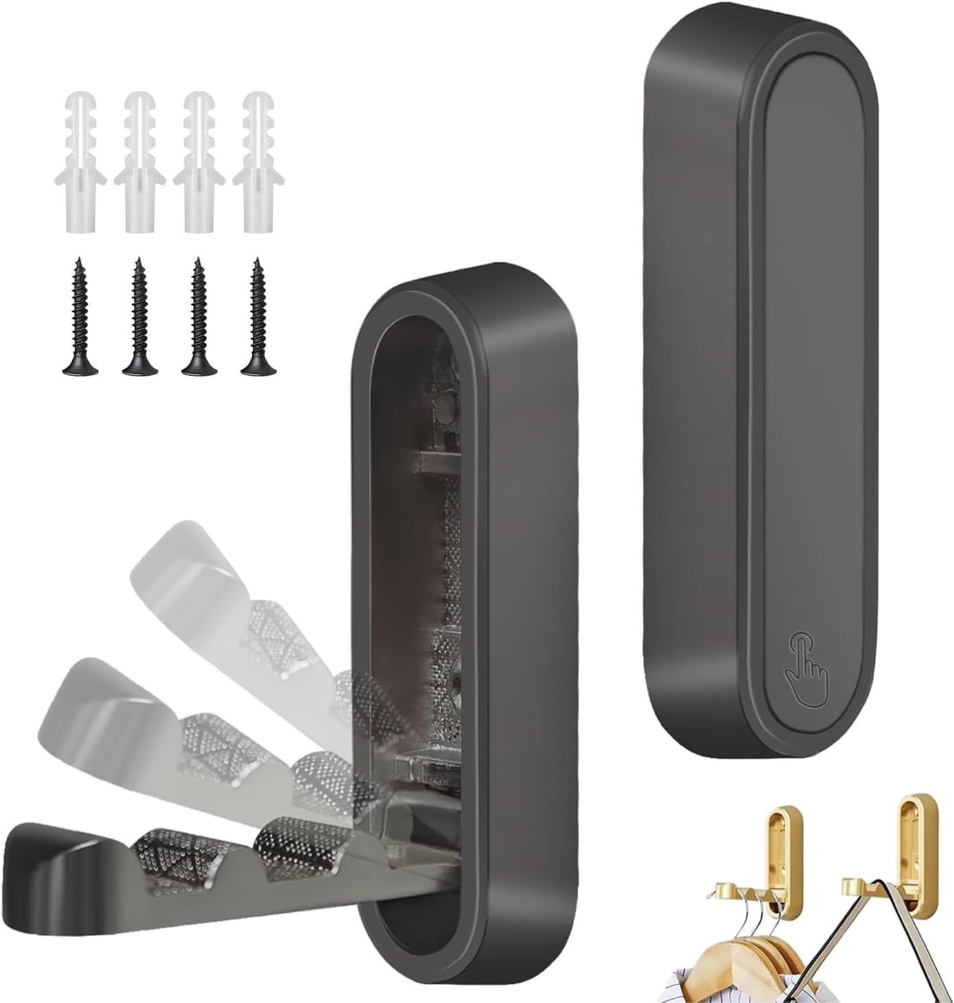 2Pack Folding Wall Hooks, 2026 Heavy Duty Zinc Alloy bag hooks for wall ...