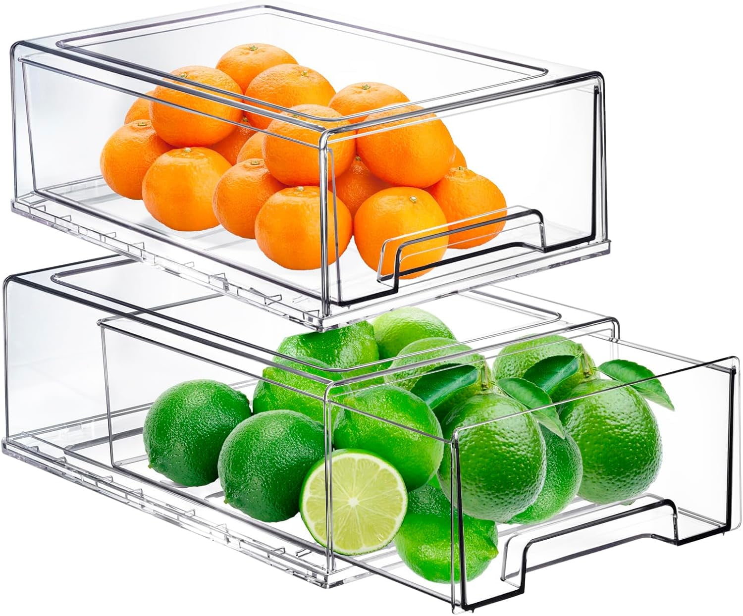2Pack Fridge Organizer Bins with Pull Out Drawers Stackable ...