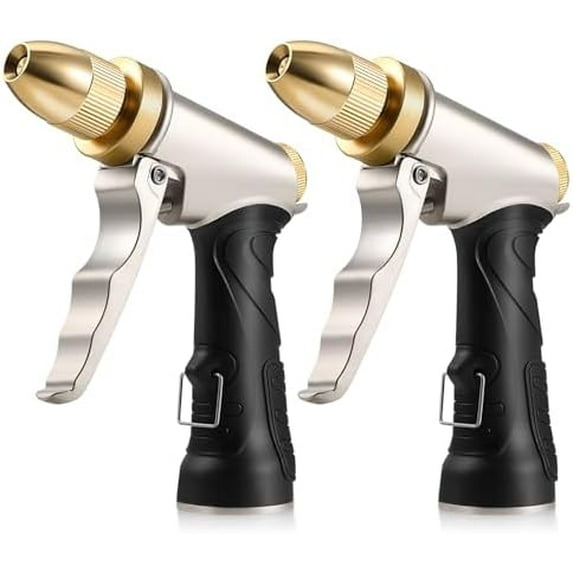 2Pack Garden Hose Nozzle, Upgraded Heavy Duty Metal Spray Nozzle, High ...